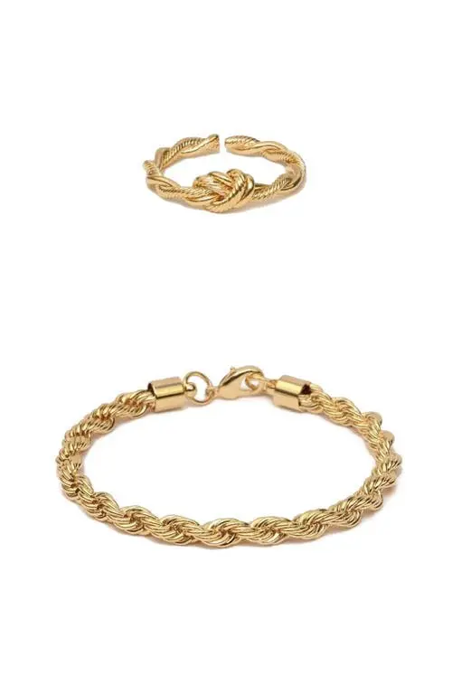 BEARFRUIT JEWELRY 14k Plated Intertwined Set - Gold