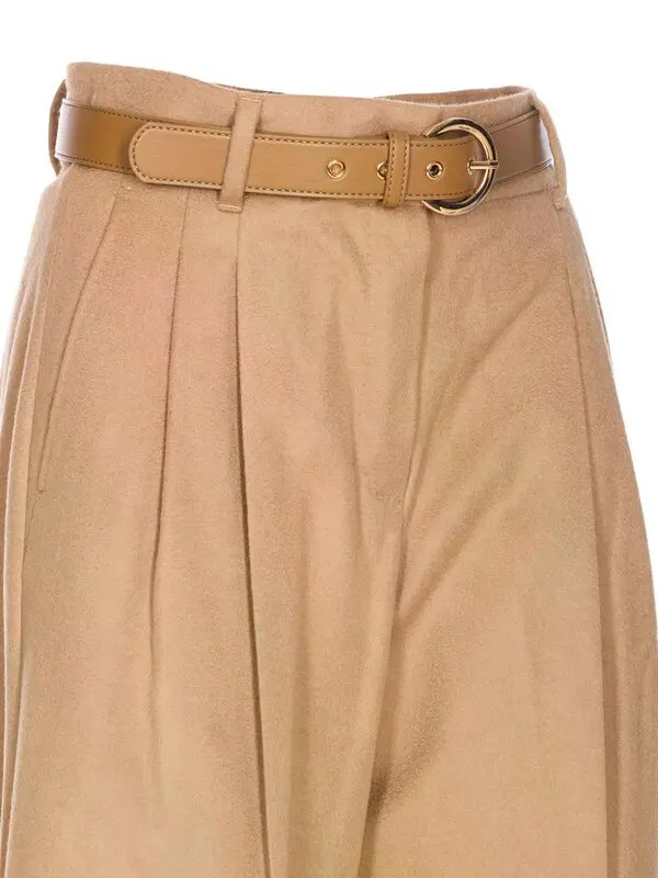 Max Mara Pleated Belted Trousers - Neutrals