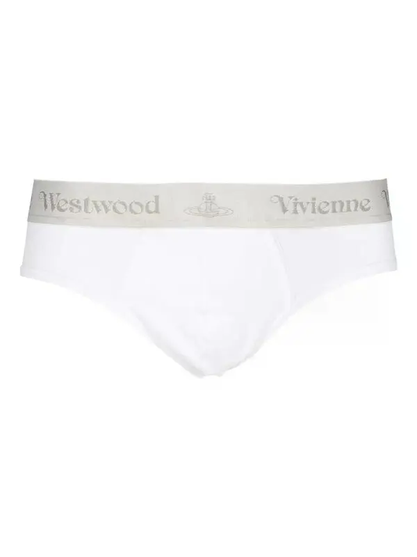 VIVIENNE WESTWOOD Logo-band Cotton-blend Briefs - Grey