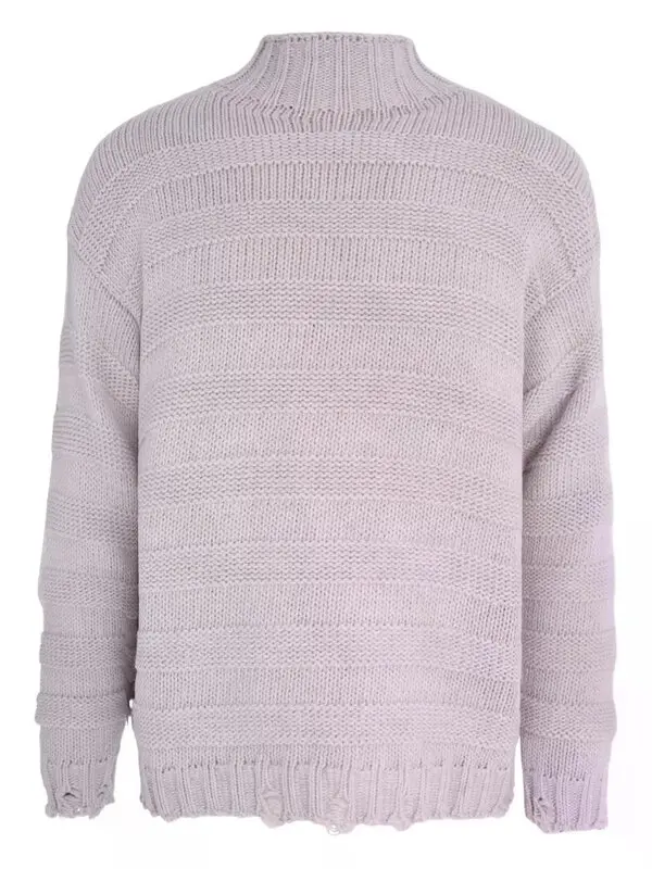 GAËLLE PARIS High-neck Frayed-hem Sweater