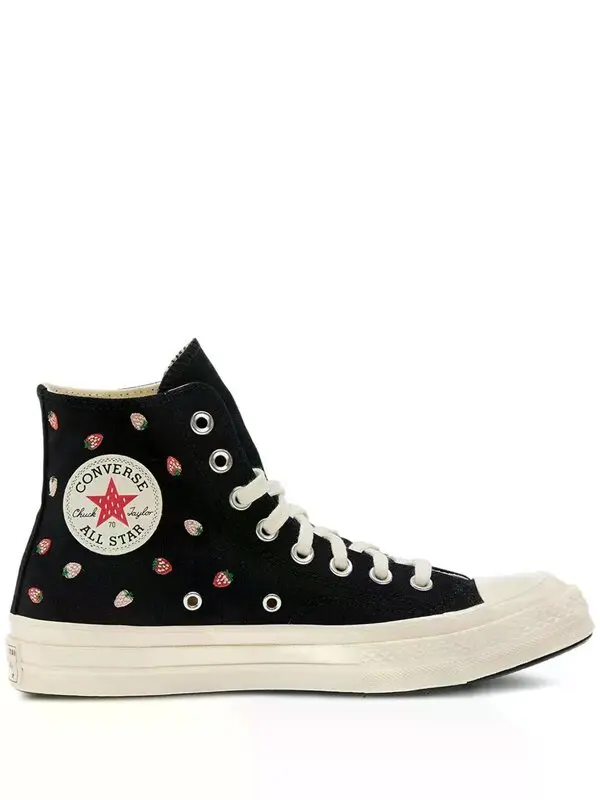 CONVERSE Strawberry-embroidered High-top Sneakers - Black