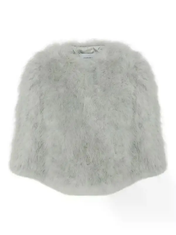 YVES SALOMON Turkey-feather Cropped Jacket - Grey