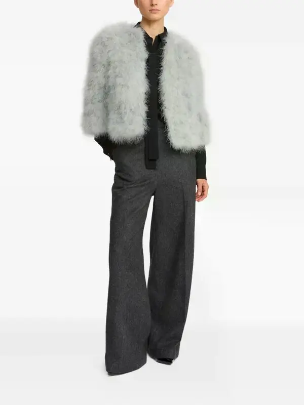 YVES SALOMON Turkey-feather Cropped Jacket - Grey