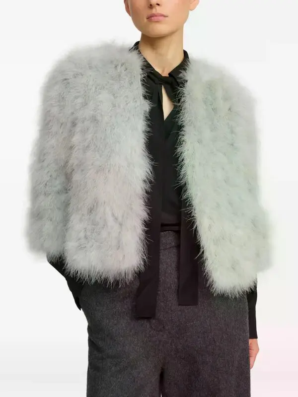 YVES SALOMON Turkey-feather Cropped Jacket - Grey