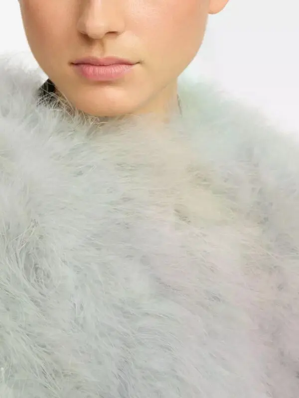 YVES SALOMON Turkey-feather Cropped Jacket - Grey