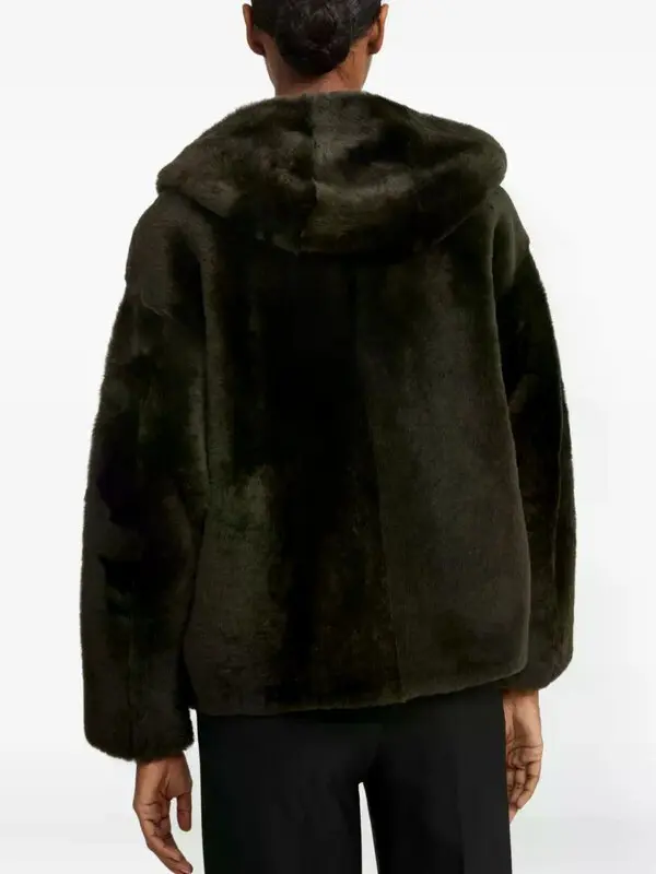 YVES SALOMON Hooded Shearling Jacket - Green