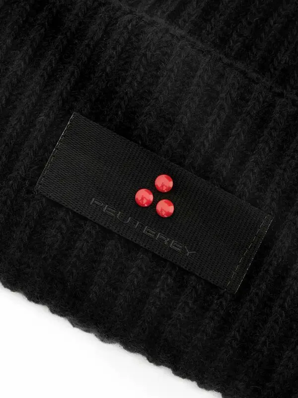 Peuterey Ribbed-knit Beanie With Logo - Black