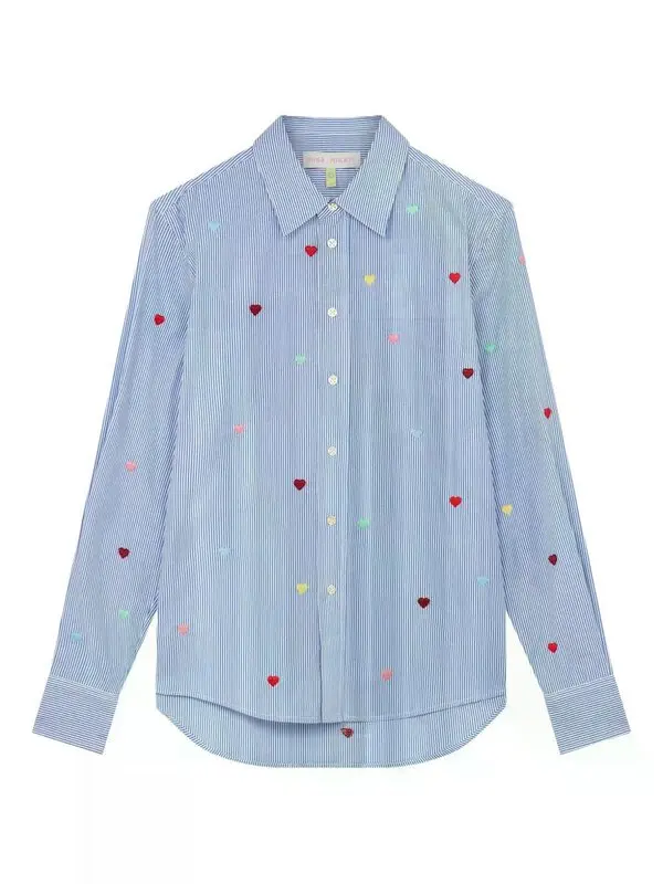 Mira Mikati Striped Shirt With Embroidered Hearts
