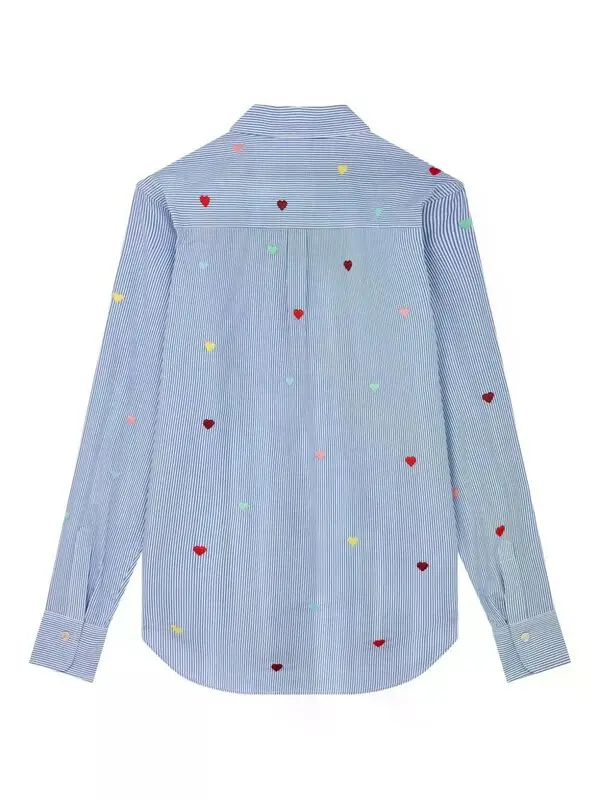 Mira Mikati Striped Shirt With Embroidered Hearts