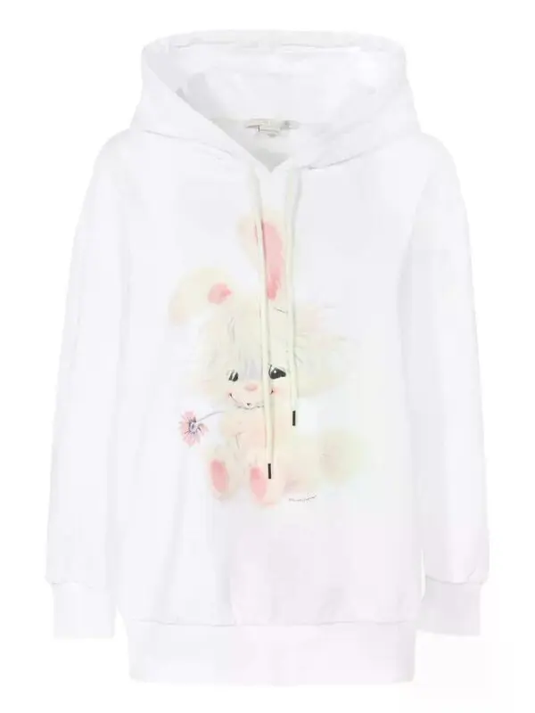 Stella McCartney Rabbit-print Ribbed Hoodie - White