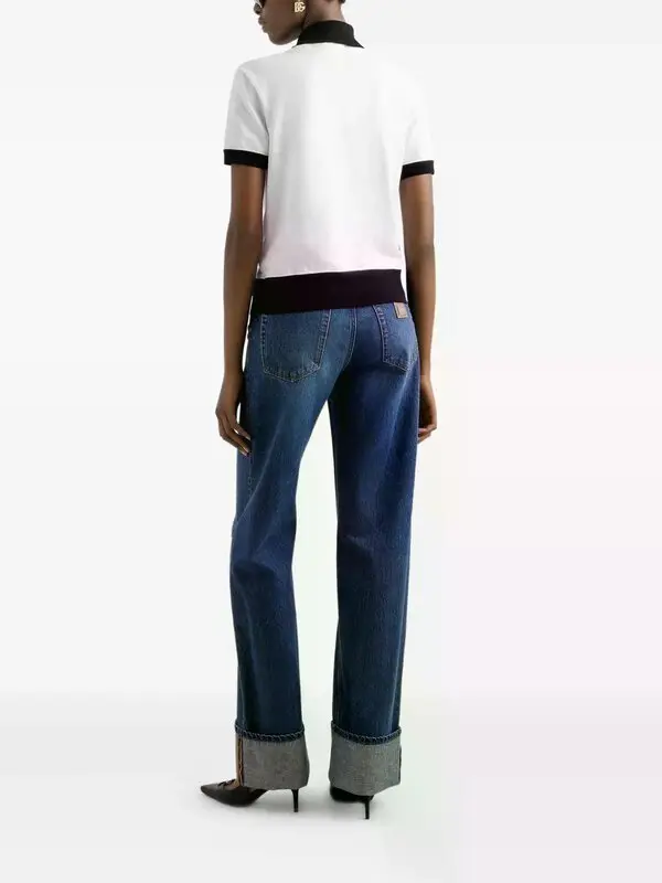 Dolce & Gabbana Logo-embroidered Cotton Polo Top - White