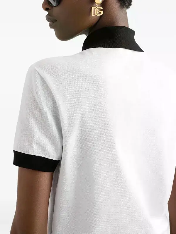 Dolce & Gabbana Logo-embroidered Cotton Polo Top - White