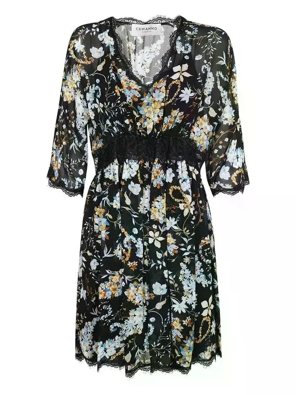 Ermanno Scervino Floral Lace-trimmed Mini Dress