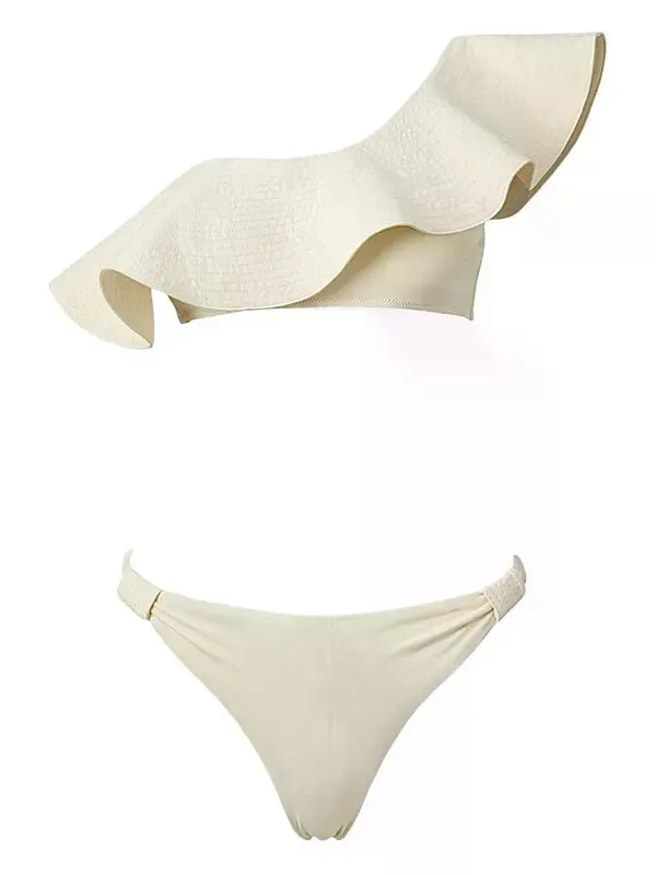 SOFIA ERHAN Florence Asymmetric Ruffled Bikini - Neutrals