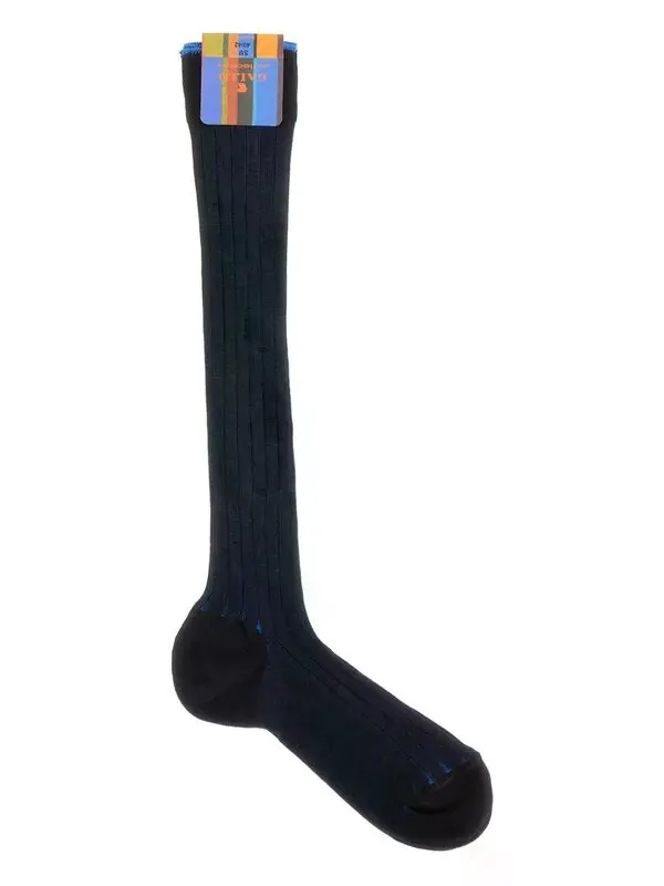 GALLO Ribbed Long Length Socks - Blue