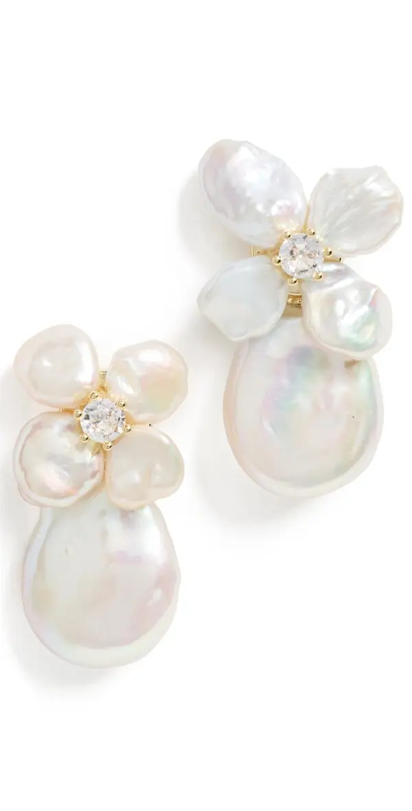 Shashi Fleur De Cleo Earrings - Gold/pearl