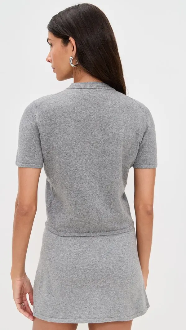 LE BOP Short Sleeve Cardigan - Heather Grey