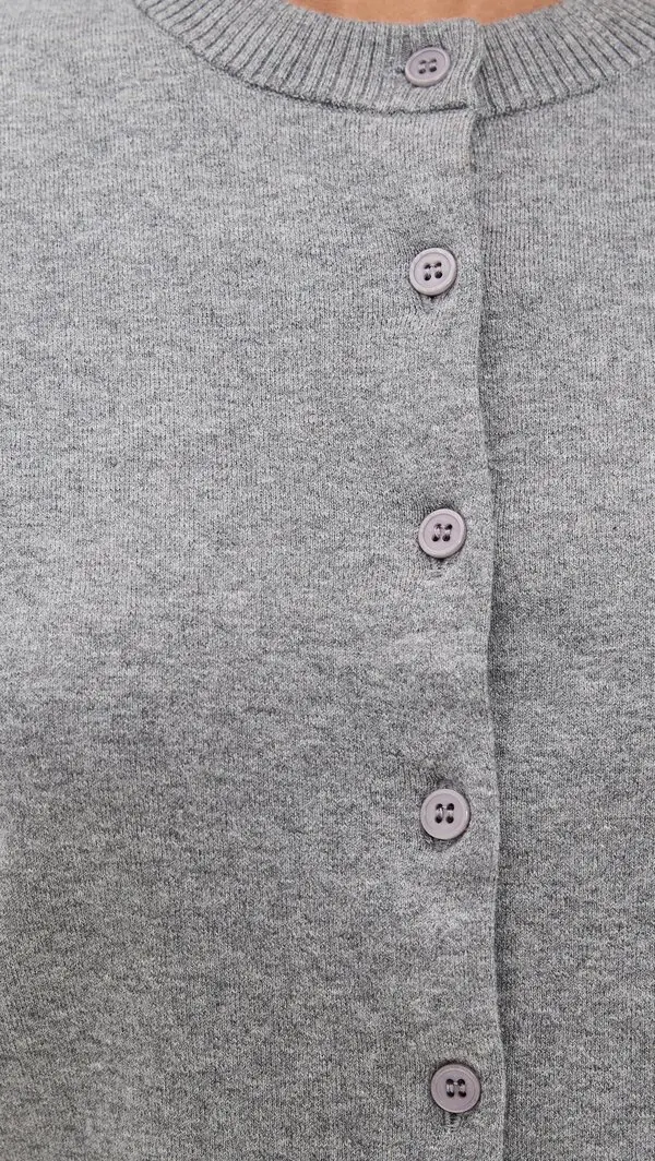 LE BOP Short Sleeve Cardigan - Heather Grey