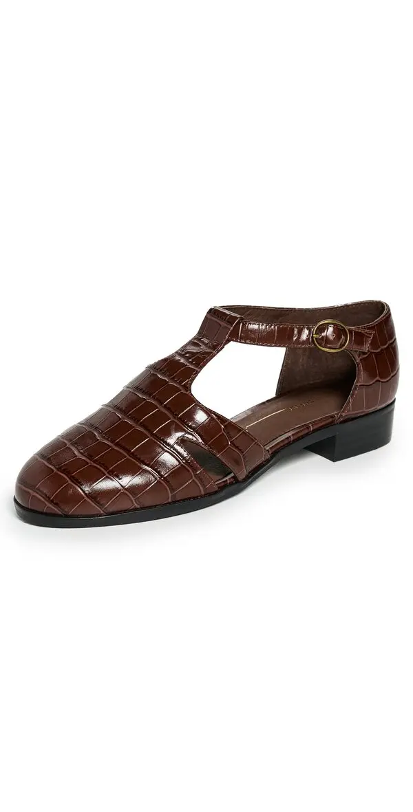 Intentionally Blank Eureka Croc-embossed Flats - Chocolate