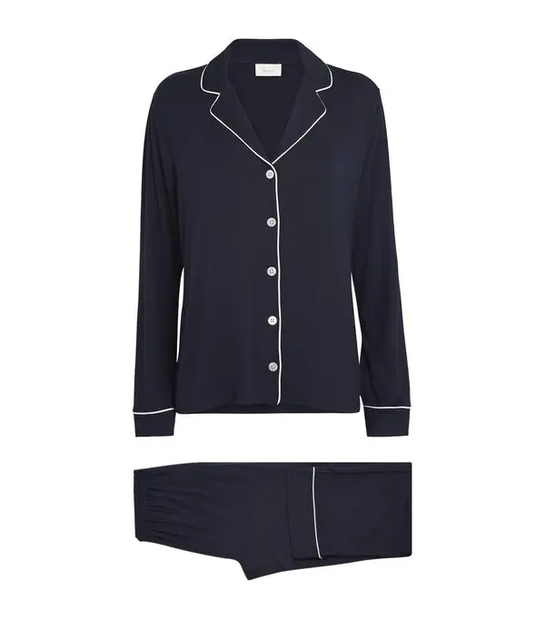 Harrods Jersey Classic Pyjama Set - Navy
