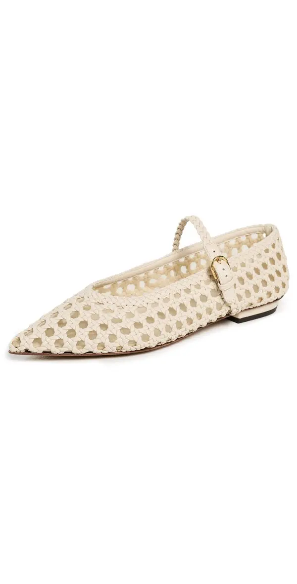Ulla Johnson Crochet Pointed-toe Flats - Natural