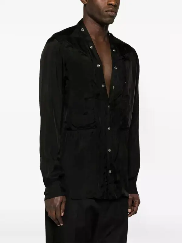 Rick Owens V-neck Satin-finish Shirt