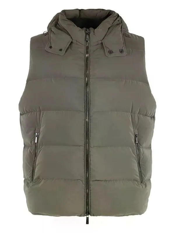MOORER Quilted Hooded Waistcoat - Green
