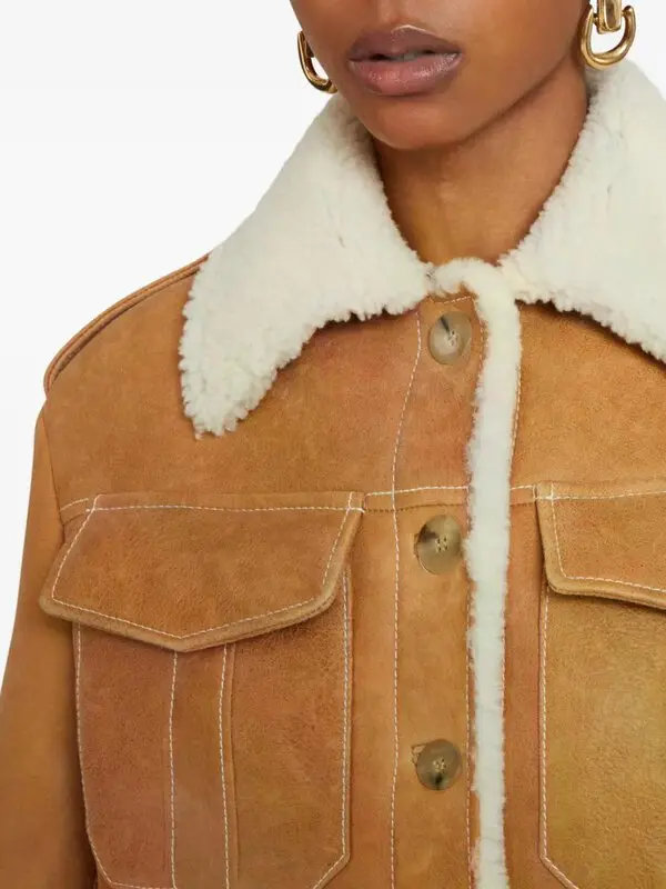 Ermanno Scervino Shearling-collared Belted Jacket