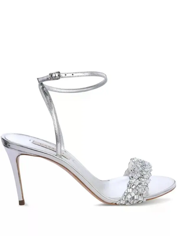 Casadei 80mm Julia Embellished Ankle-strap Sandals - Grey