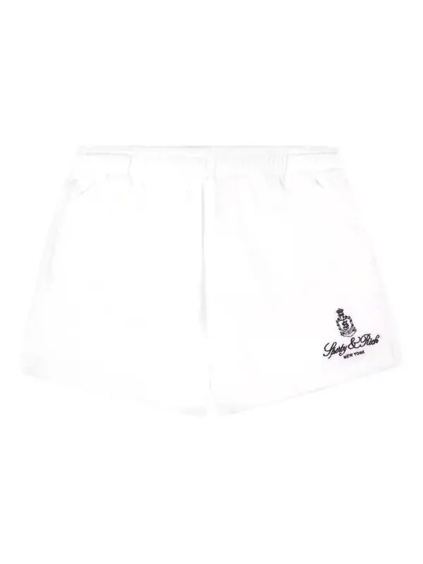 SPORTY & RICH Logo-embroidered Shorts - White