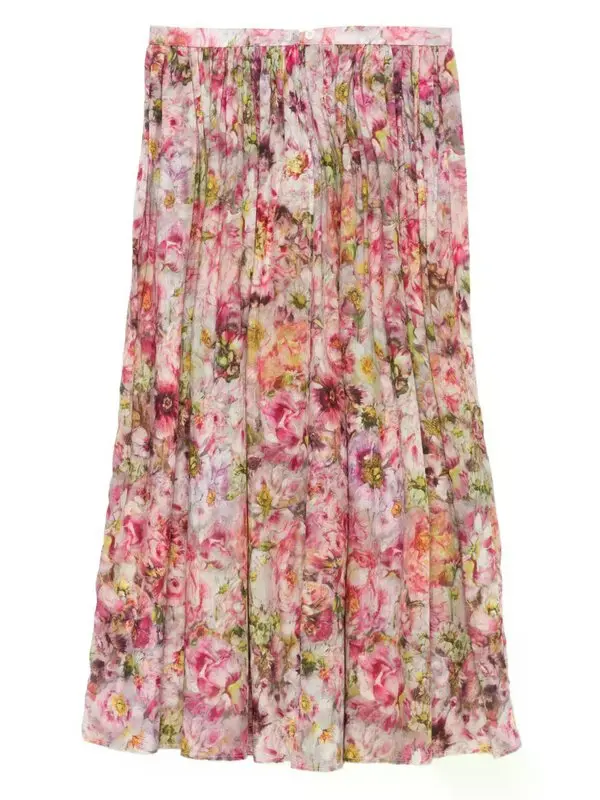 Faliero Sarti Floral-print Pleated Midi Skirt - Pink
