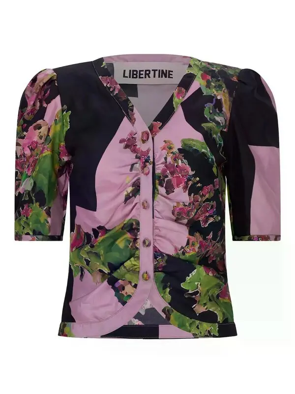 Libertine Floral-print Puff-sleeve Blouse - Pink