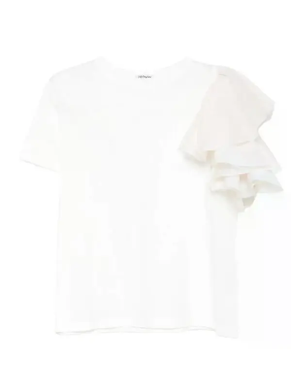 PARLOR Ruffled Sleeve T-shirt - White