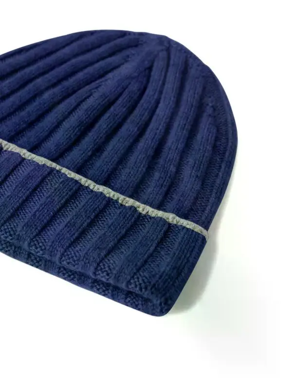 Brunello Cucinelli Ribbed Cashmere Beanie - Blue