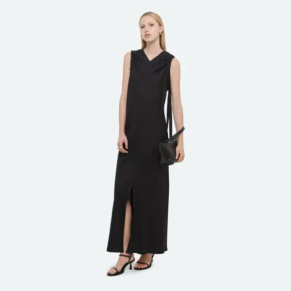 Helmut Lang Bias-cut Maxi Dress With Ruched Armhole