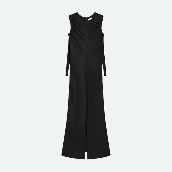 Helmut Lang Bias-cut Maxi Dress With Ruched Armhole