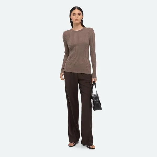 Helmut Lang Open-back Ribbed Top - Light Brown Melange