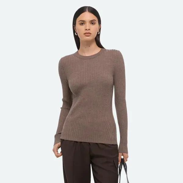 Helmut Lang Open-back Ribbed Top - Light Brown Melange