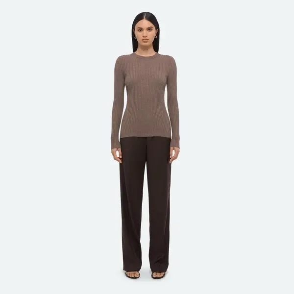 Helmut Lang Open-back Ribbed Top - Light Brown Melange