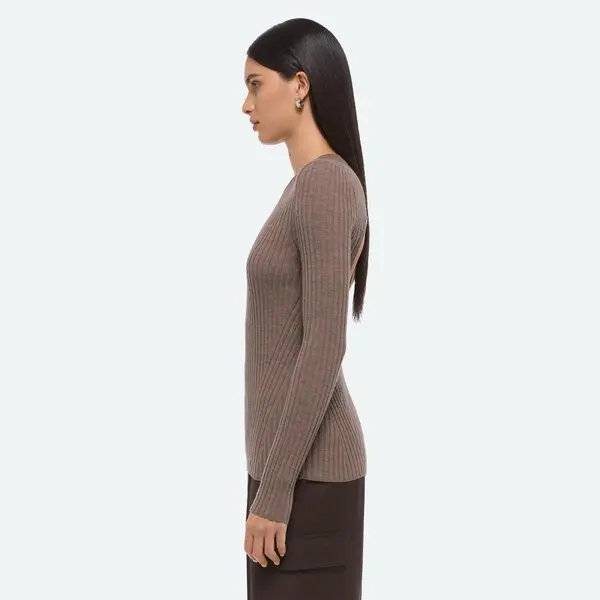 Helmut Lang Open-back Ribbed Top - Light Brown Melange
