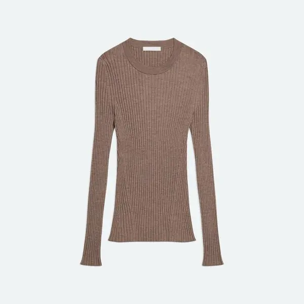 Helmut Lang Open-back Ribbed Top - Light Brown Melange