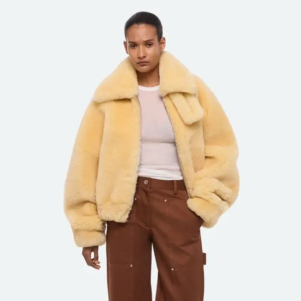 Helmut Lang Shearling Bomber - Cornsilk