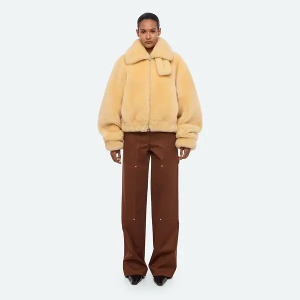 Helmut Lang Shearling Bomber - Cornsilk