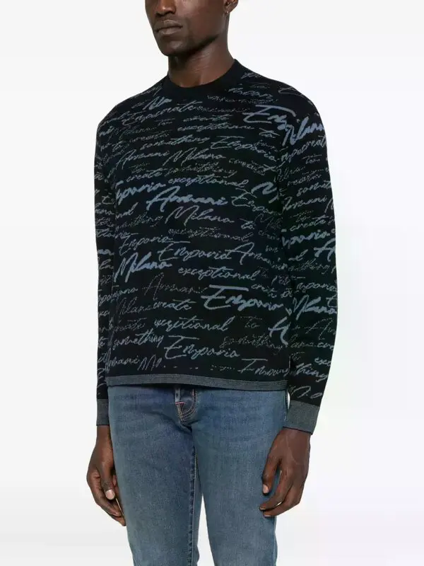 Emporio Armani Script-logo Patterned Sweater