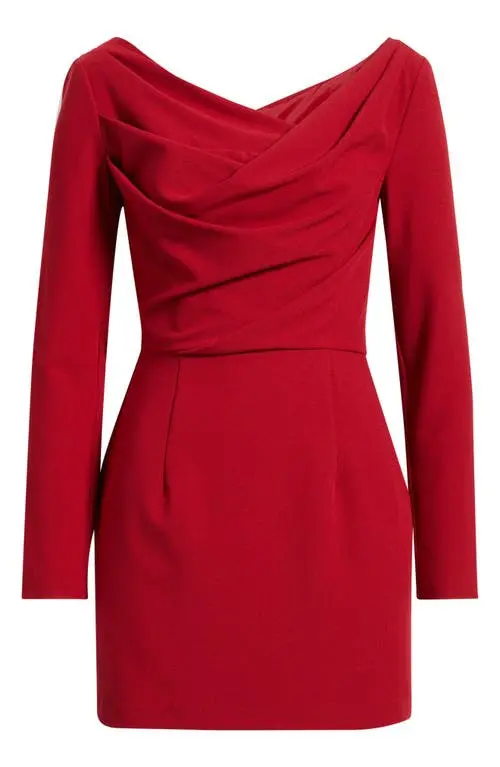 Black Halo Asymmetric Neck Long Sleeve Minidress