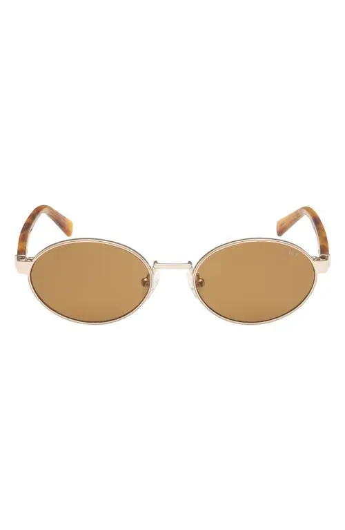 Abercrombie 51mm Oval Sunglasses - Gold/solid Brown Lens