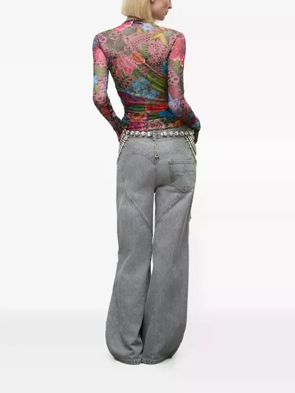 AREA Crystal-embellished Jeans - Grey