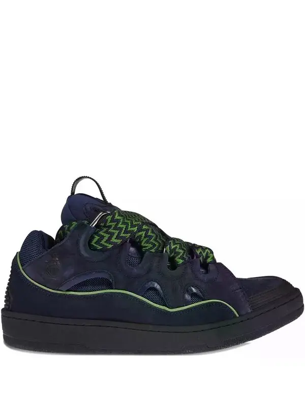 LANVIN Lace-up Leather Sneakers - Blue