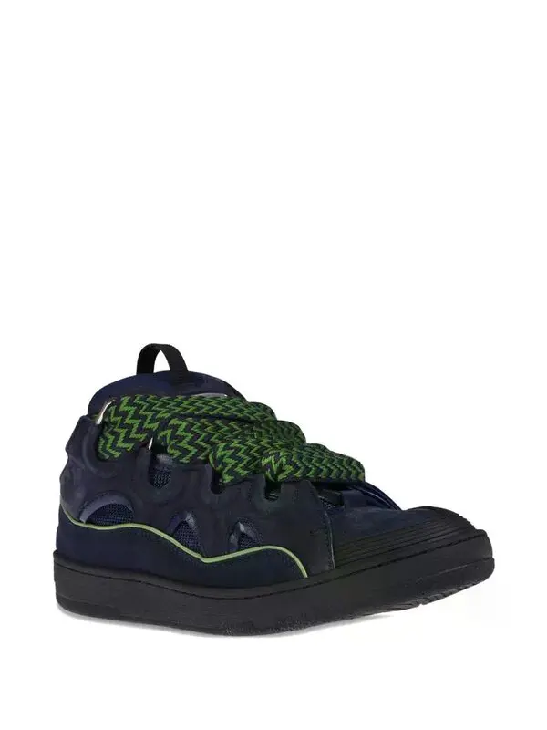 LANVIN Lace-up Leather Sneakers - Blue