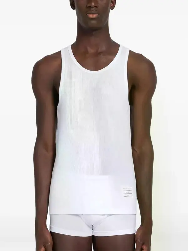 Thom Browne Ribbed Logo-appliqué Tank Top